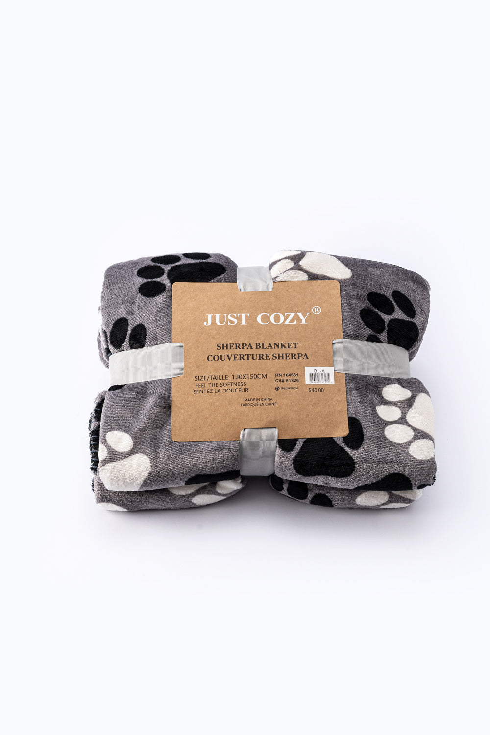 Grey Little Paws - Sherpa Blanket – Just Cozy