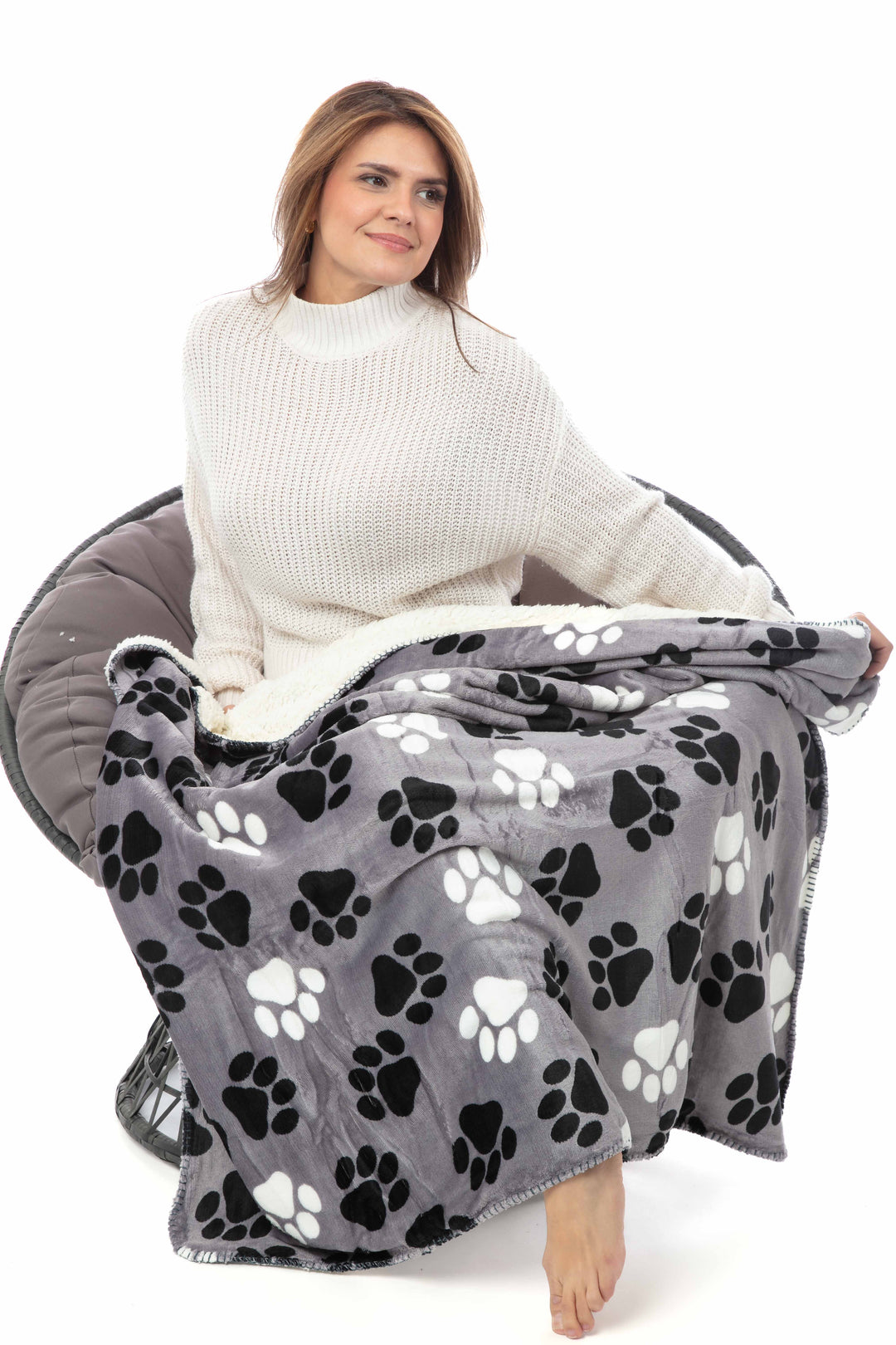 Grey Little Paws - Sherpa Blanket – Just Cozy
