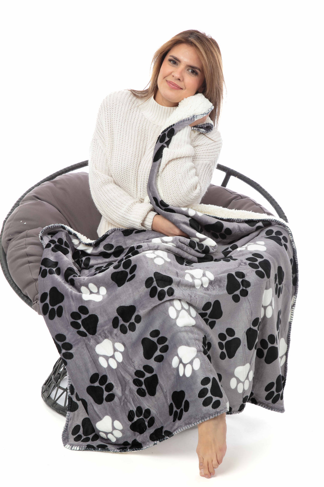Grey Little Paws - Sherpa Blanket – Just Cozy